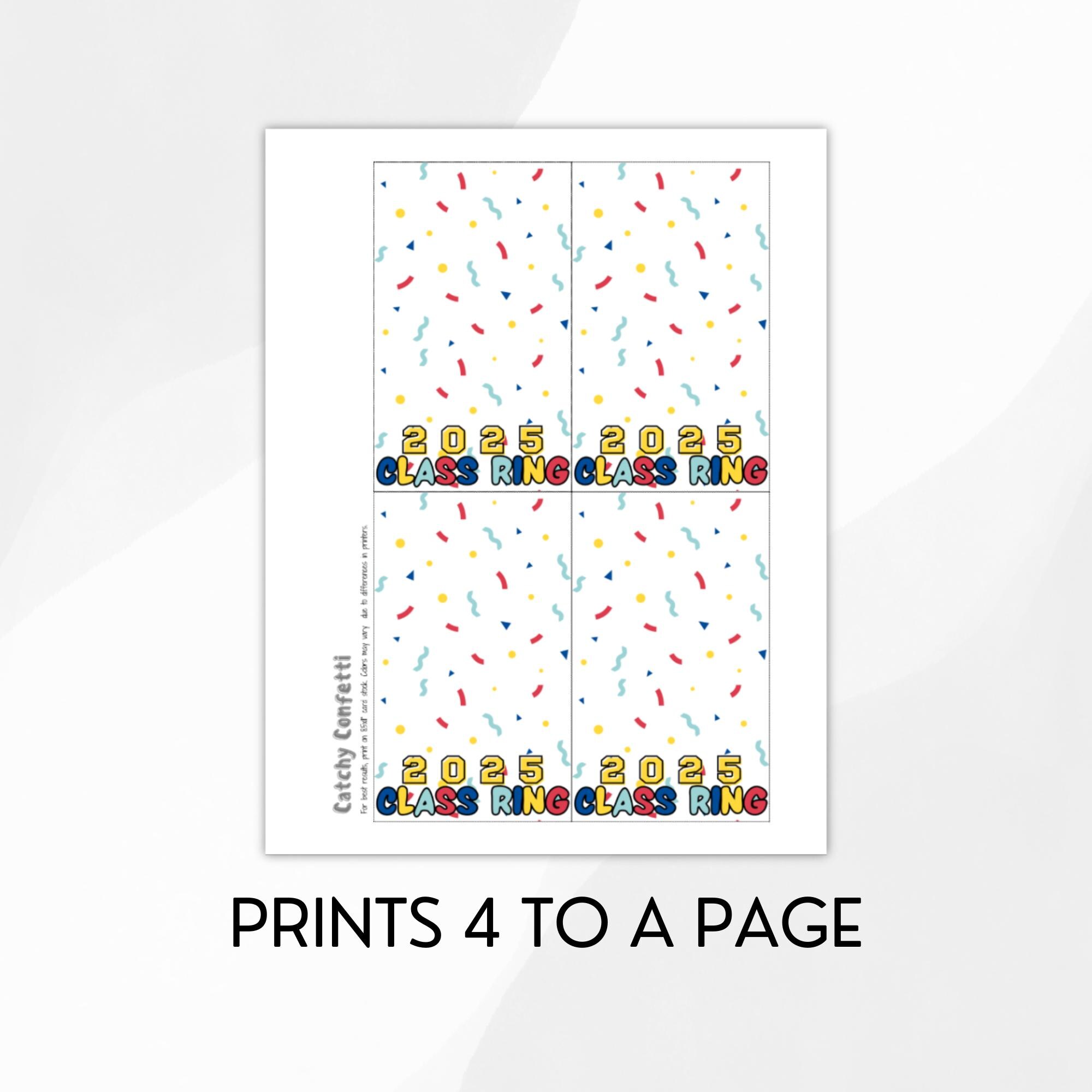 Non-editable Class Ring 2025 Tag for Ring Pop - Kindergarten Preschool ...