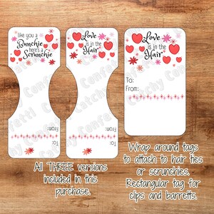 Hair Tie/scrunchie Non-editable Printable Valentines; Love You a ...