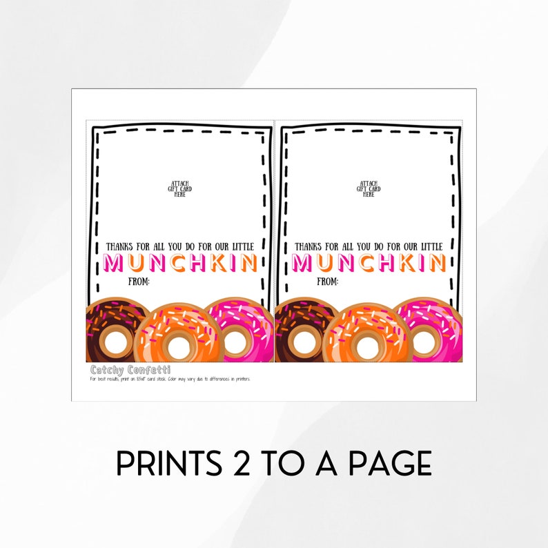 Thanks for All You Do for Our Little Munchkin, Dunkin Gift Card Tag ...