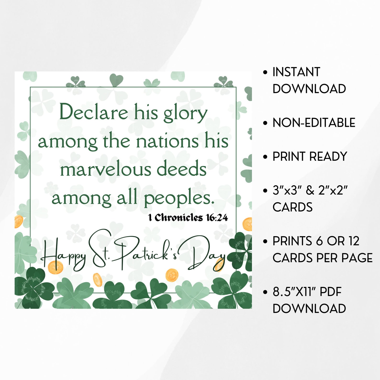 St Patrick’s Day Scripture Printable Card/gift Tag - Etsy