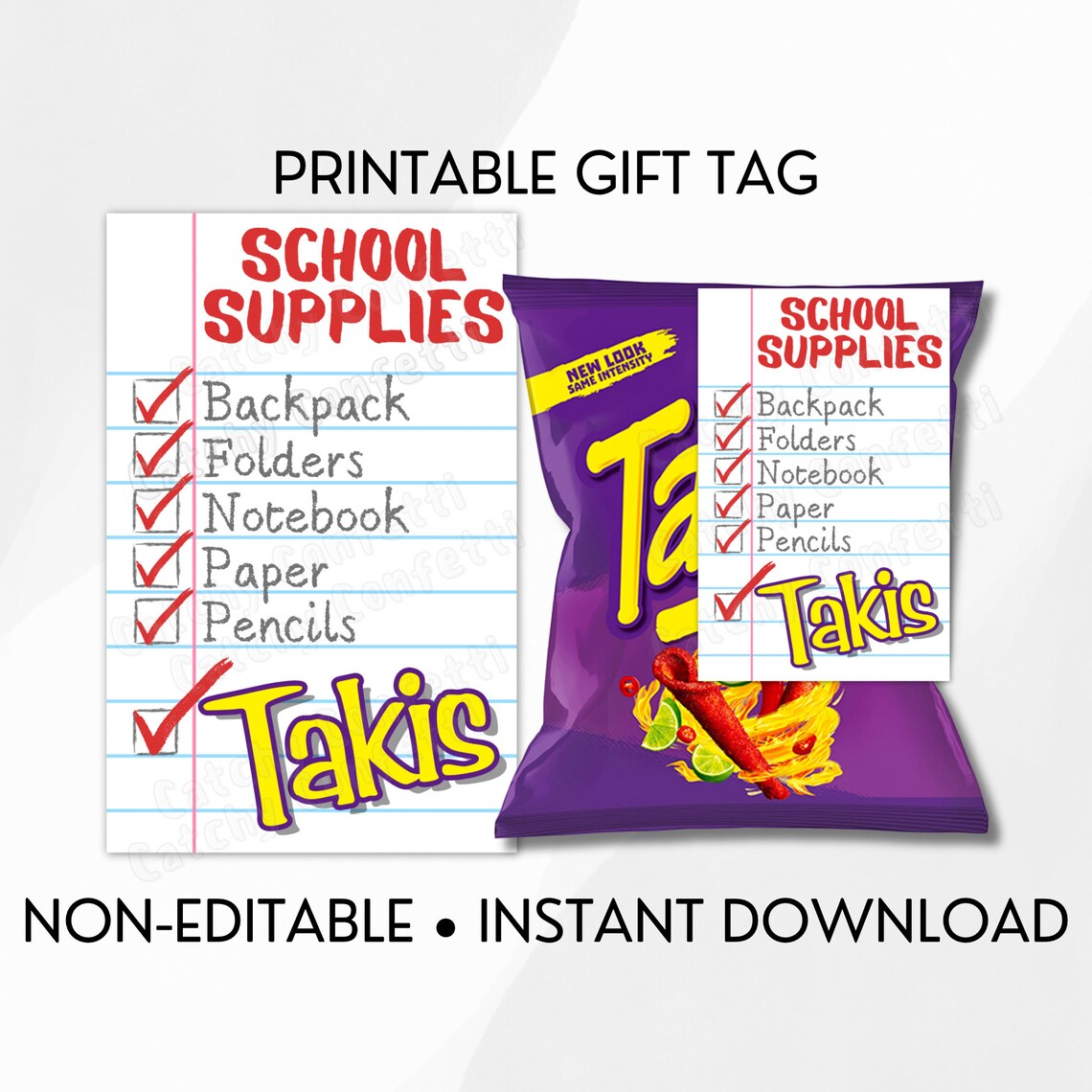Takis Back to School Gift Tag - School Supplies Includes Takis - Non ...