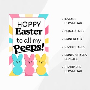 Hoppy Easter to All My Peeps; Peeps Non-editable Printable Gift Tags - Etsy