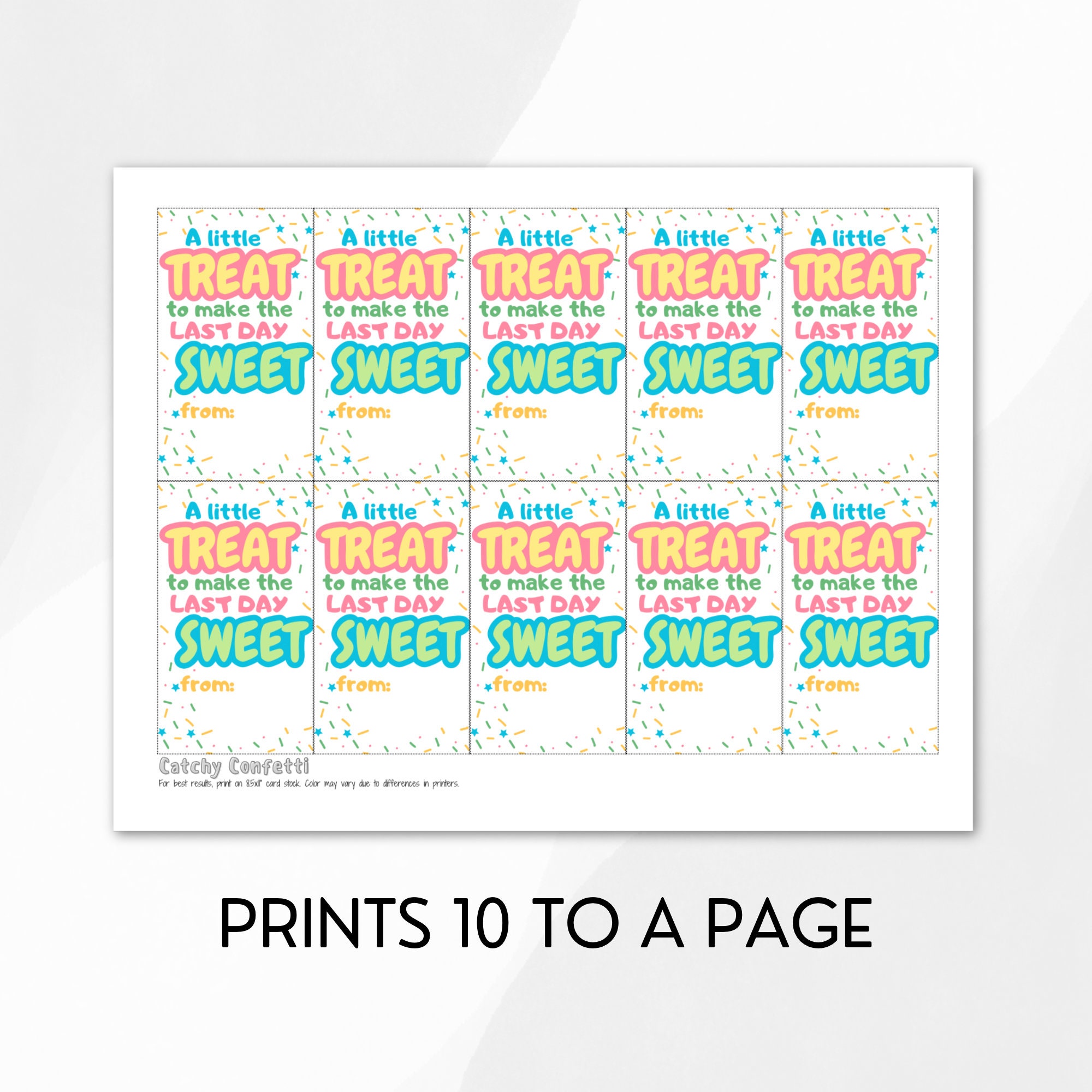 Non-editable Sweet Treat Last Day of School Gift Tag - Class Treat ...