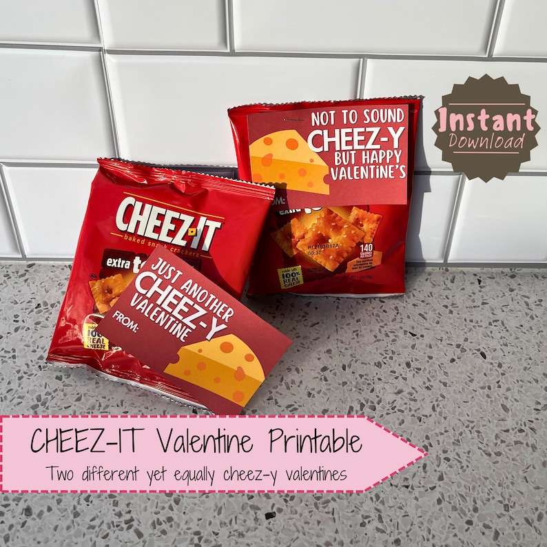 Cheez-it Non-editable Printable Valentines; Non-candy Valentine; Cheez ...