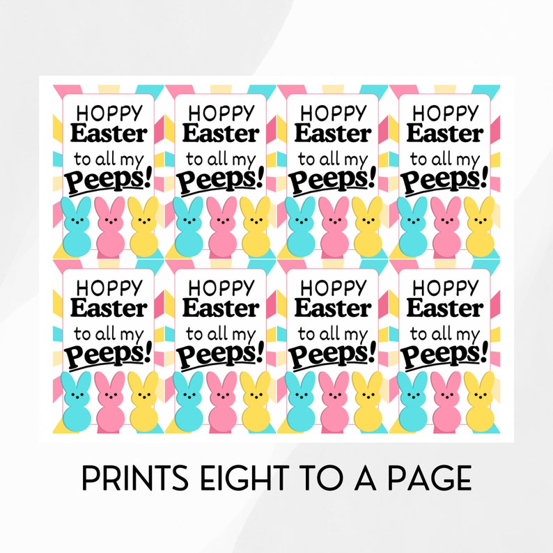 Hoppy Easter to All My Peeps; Peeps Non-editable Printable Gift Tags - Etsy