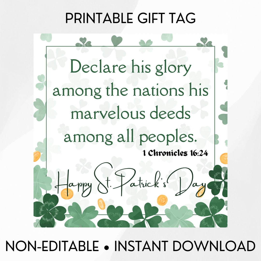 St Patrick’s Day Scripture Printable Card/gift Tag - Etsy
