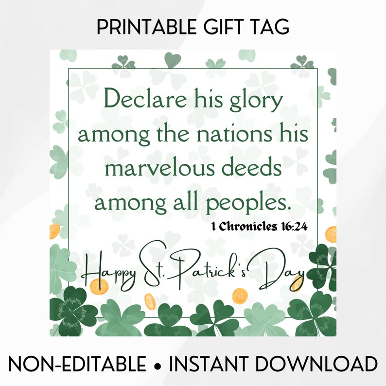 St Patrick’s Day Scripture Printable Card/gift Tag - Etsy