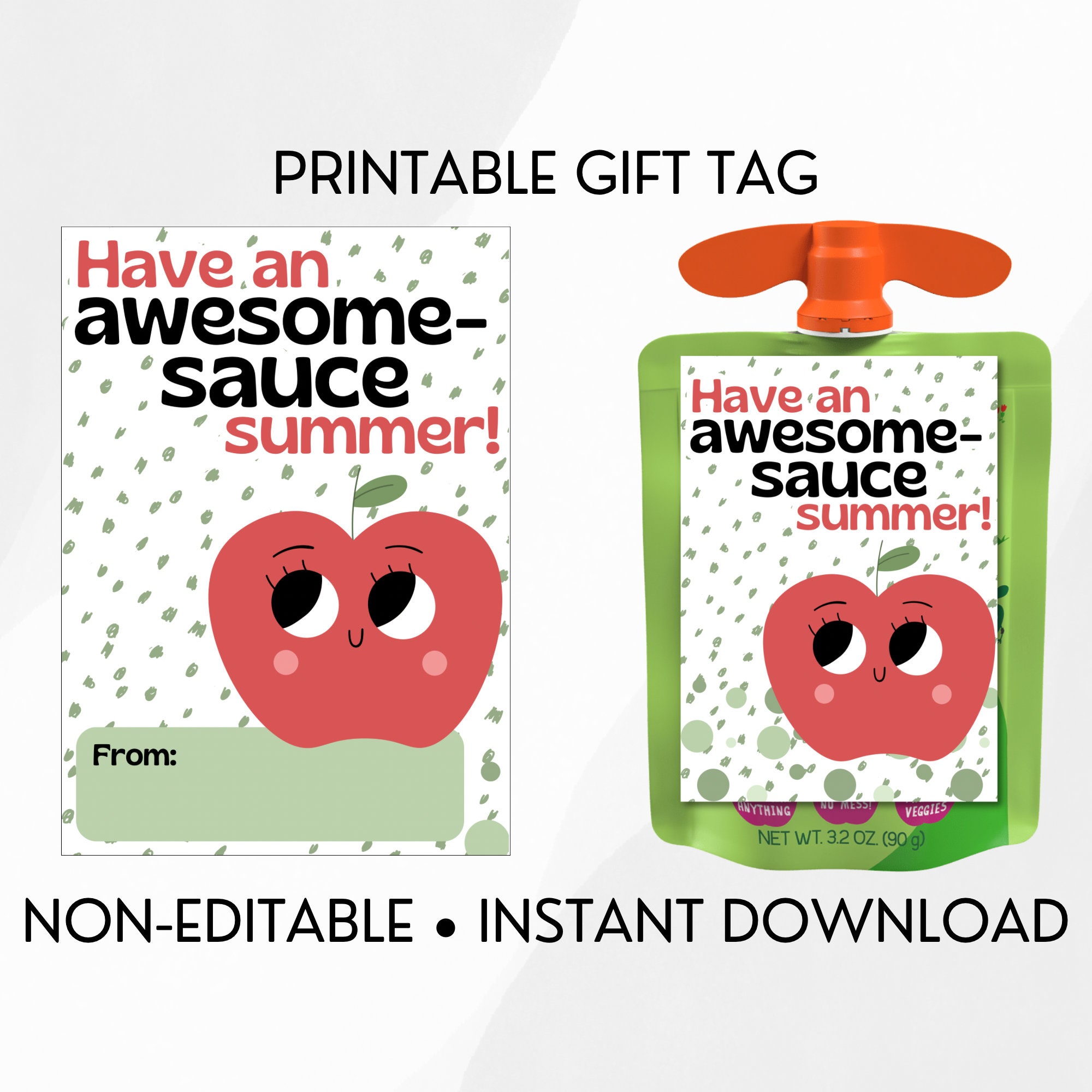 Non-editable Apple Sauce Last Day of School Gift Tag - Class Treat ...