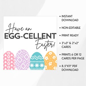 Have an EGG-CELLENT Easter; Egg Treat Non-editable Printable Gift Tags ...