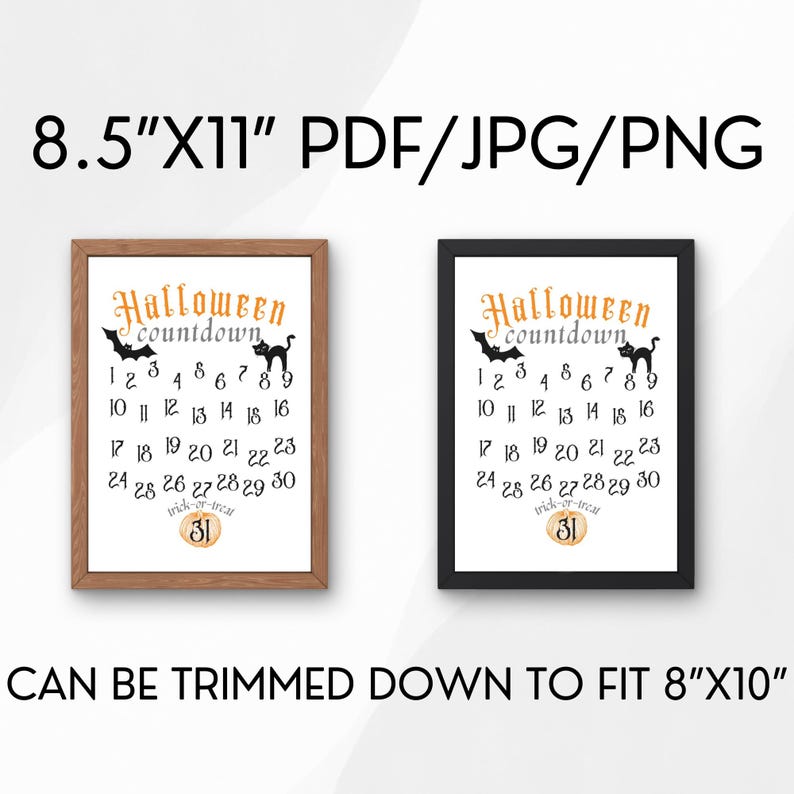 Printable Creepy Halloween Countdown Calendar - Non-editable - Instant ...