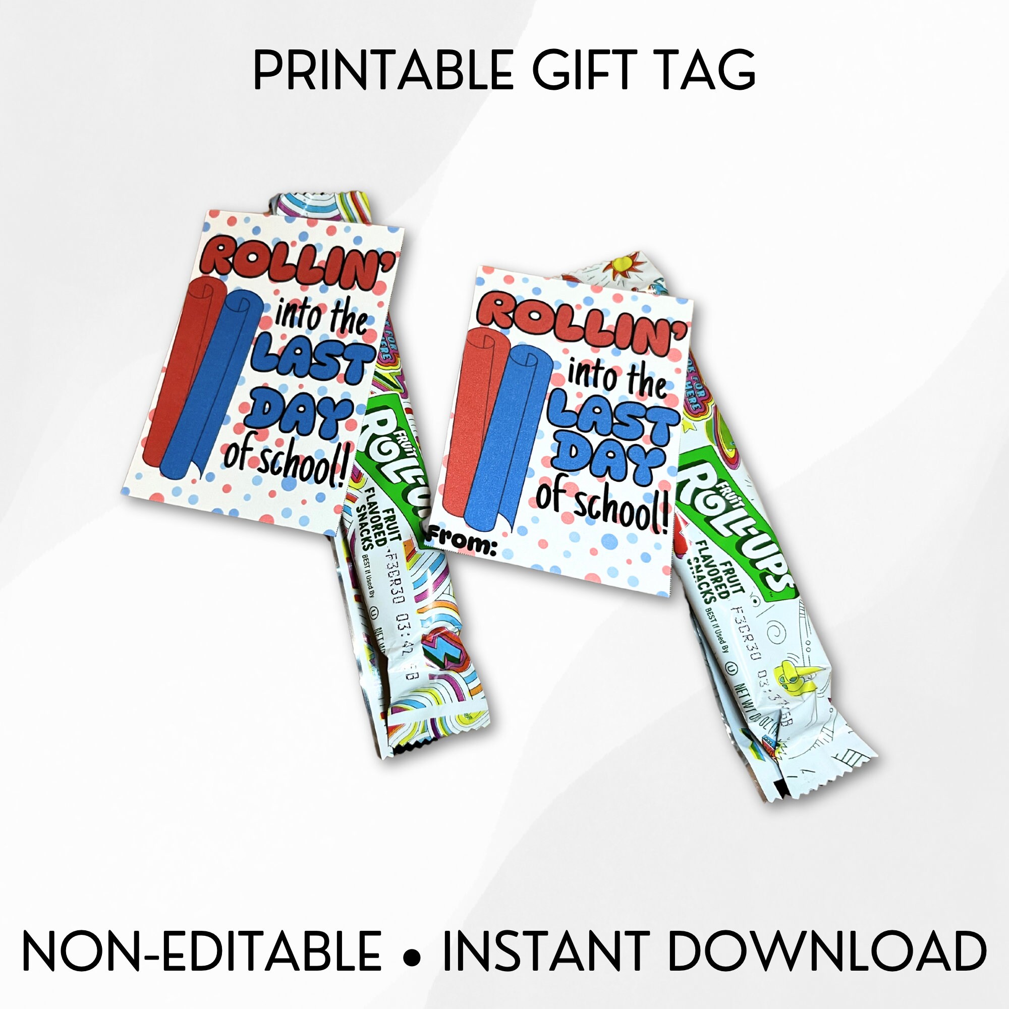 Non-editable Fruit Roll Last Day of School Gift Tag - Class Treat ...