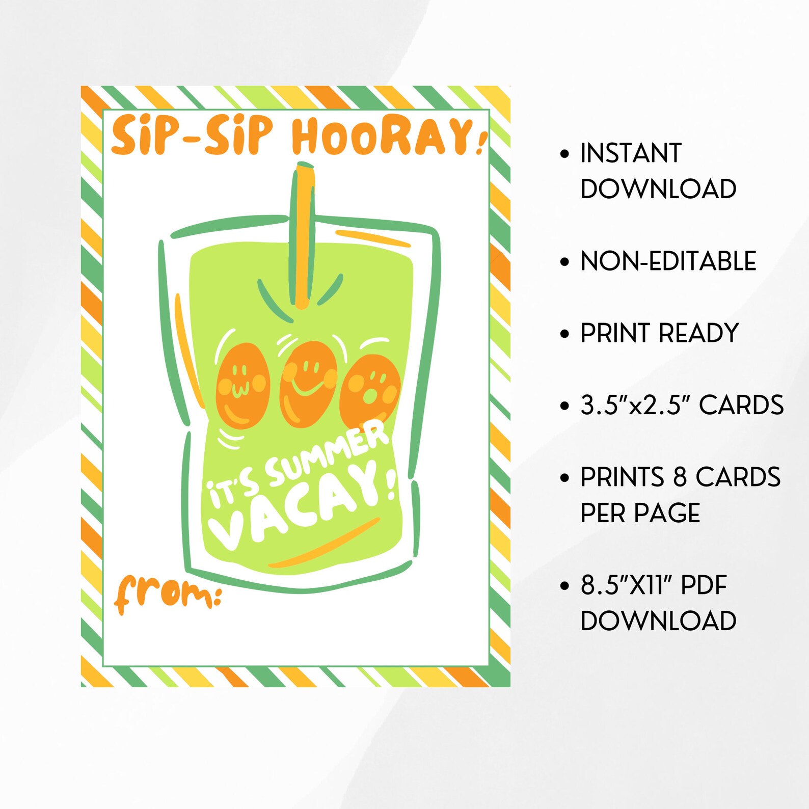 Non-editable Juice Pouch Last Day of School Gift Tag - Class Treat ...
