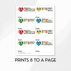 Non-editable Smarties Last Day of School Gift Tag - Class Treat - Etsy