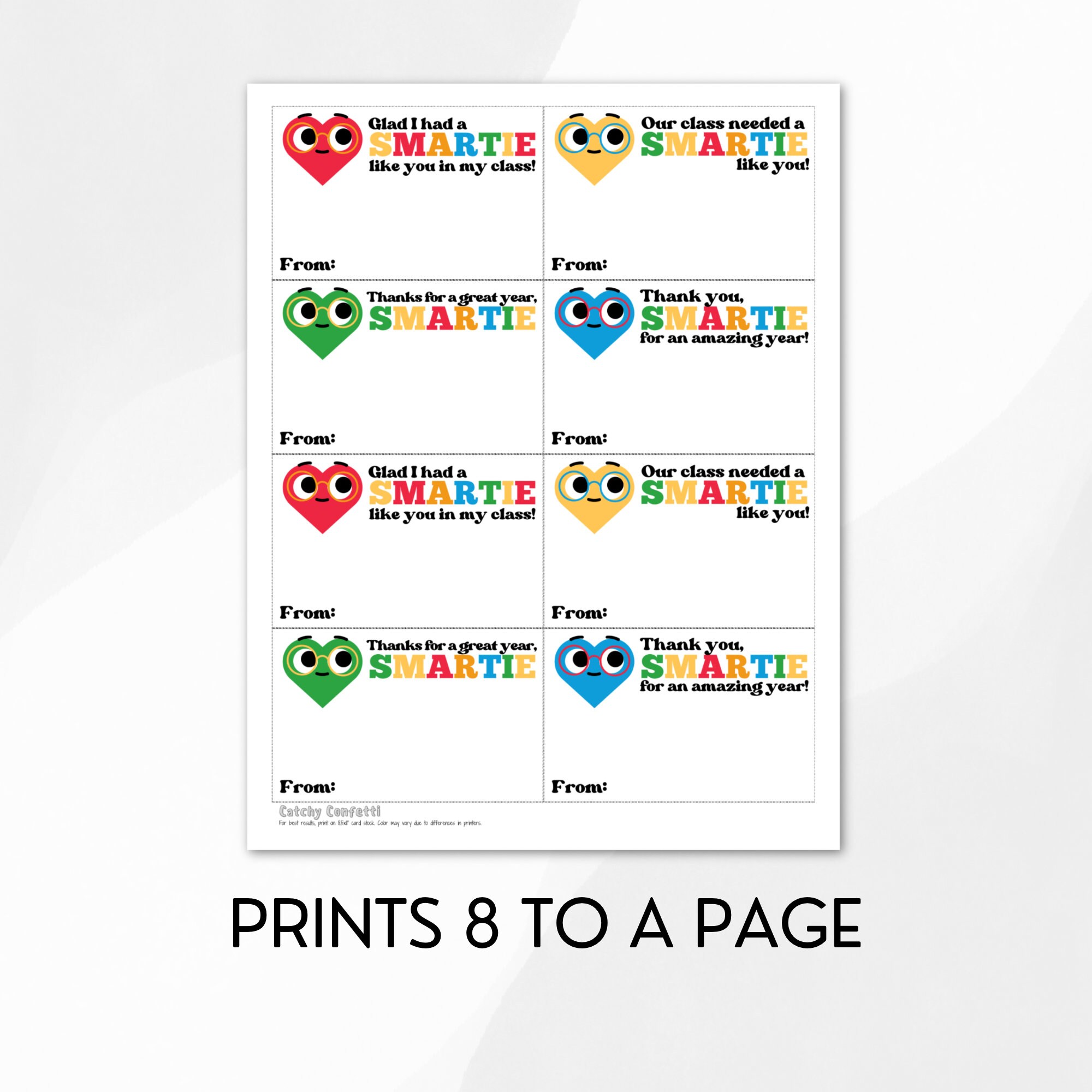 Non-editable Smarties Last Day of School Gift Tag Class Treat - Etsy