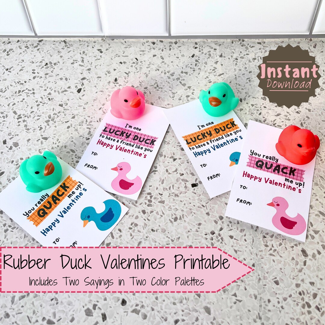 Duck Non-editable Printable Valentines; Non-edible Valentine; You Quack ...