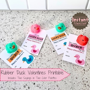 Duck Non-editable Printable Valentines; Non-edible Valentine; You Quack ...
