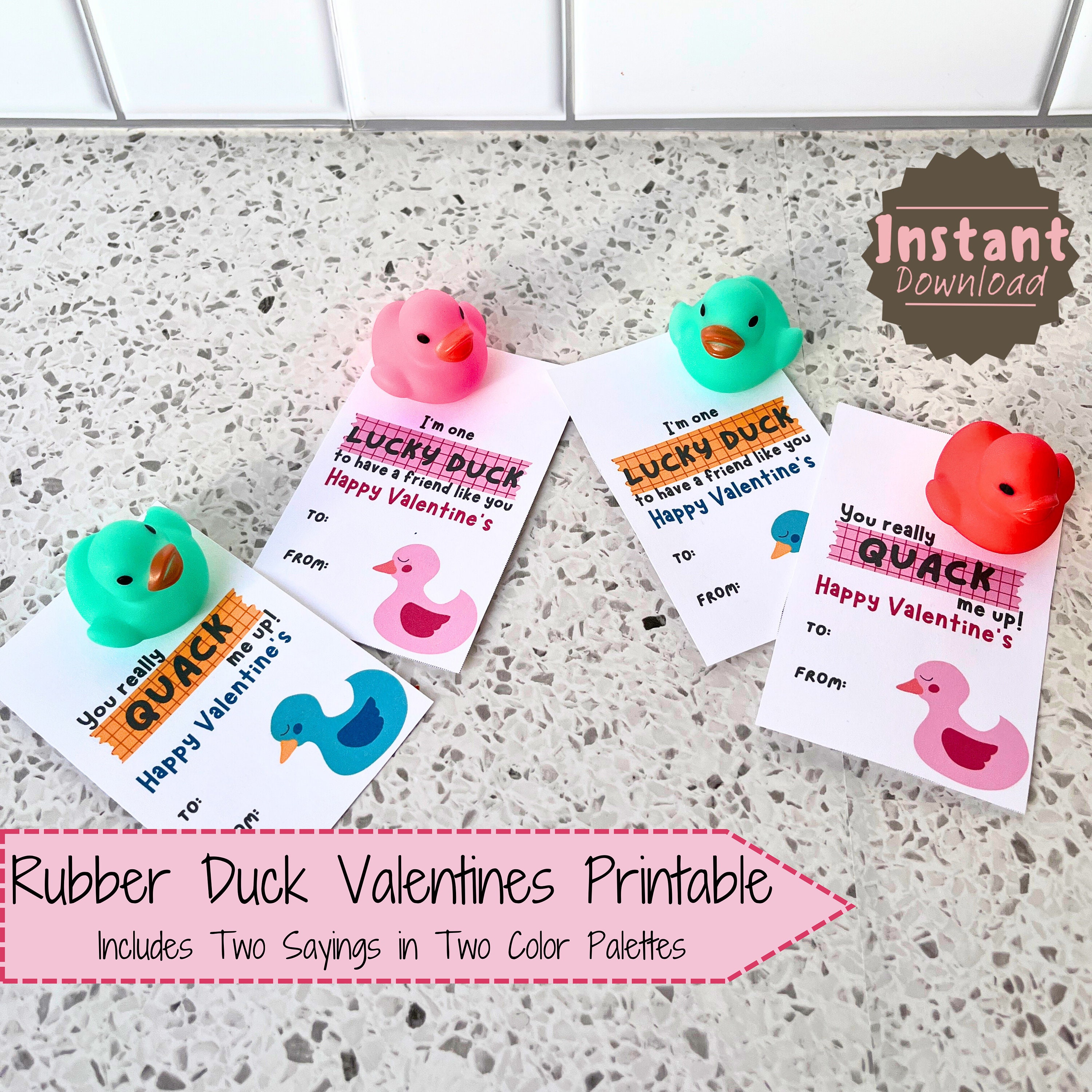 Duck Non-editable Printable Valentines; Non-edible Valentine; You Quack ...