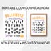 Printable Cute Halloween Countdown Calendar - Non-editable - Instant ...