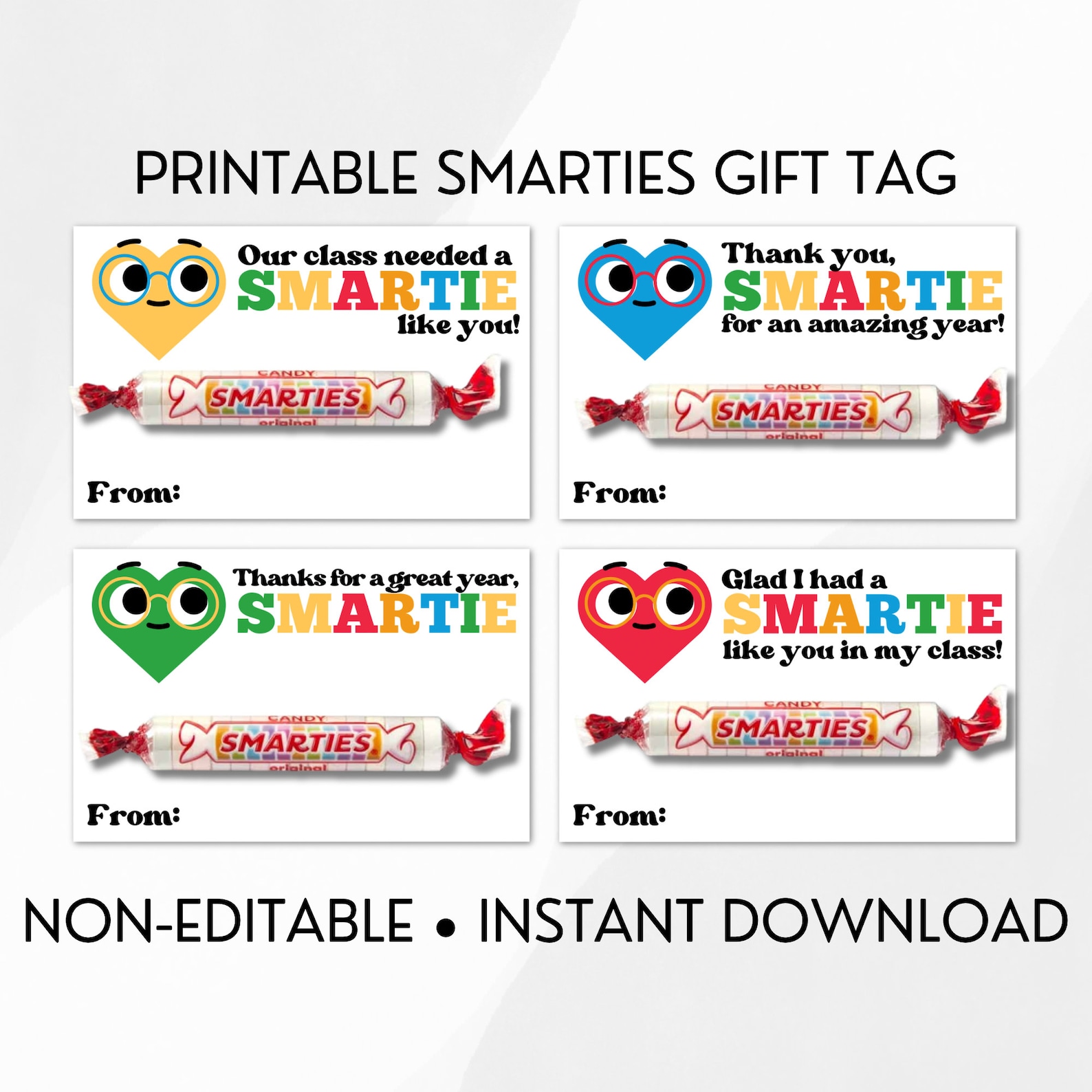 Non-editable Smarties Last Day of School Gift Tag - Class Treat - Etsy