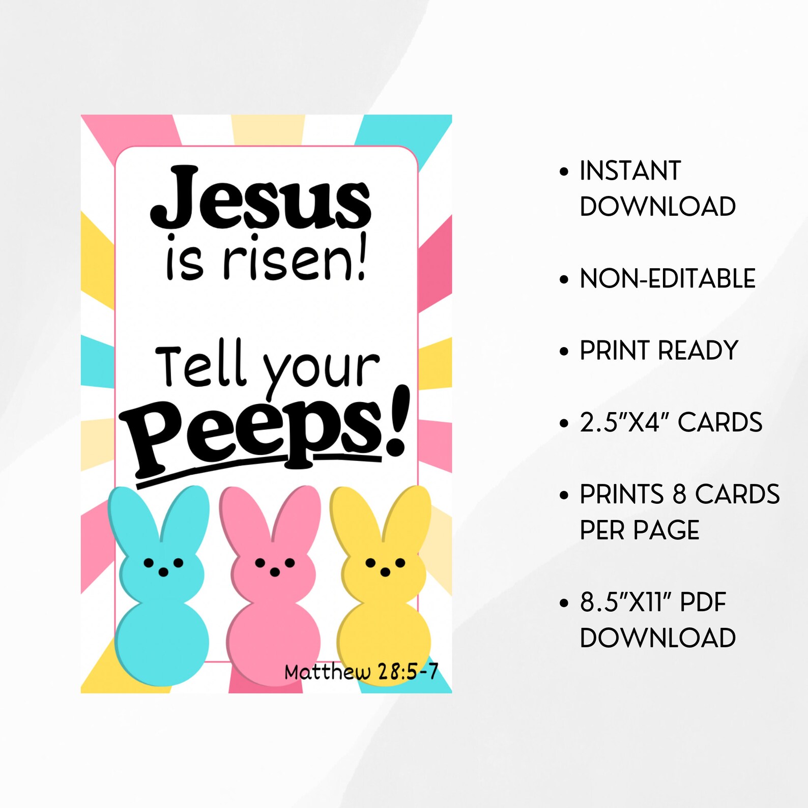 Jesus is Risen Tell Your Peeps; Peeps Christian Non-editable Printable ...