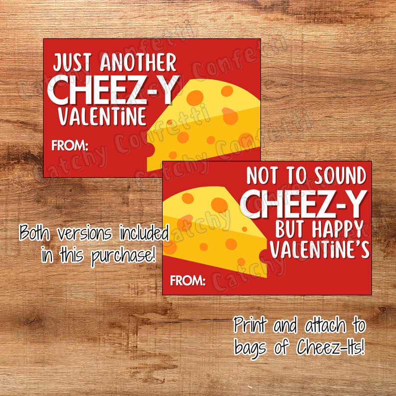 Cheez-it Non-editable Printable Valentines; Non-candy Valentine; Cheez ...