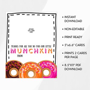 Thanks for All You Do for Our Little Munchkin, Dunkin Gift Card Tag ...