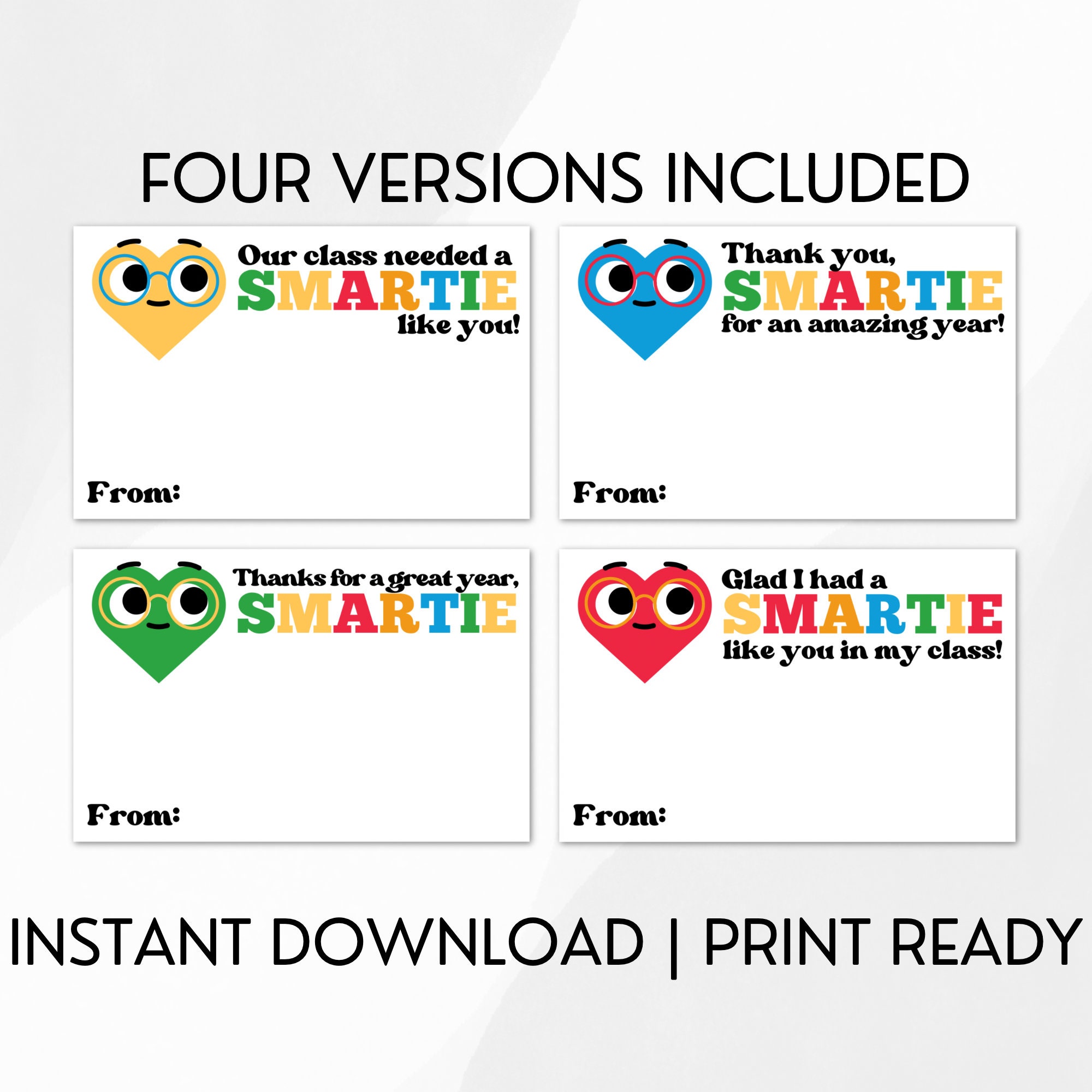 Non-editable Smarties Last Day of School Gift Tag Class Treat - Etsy