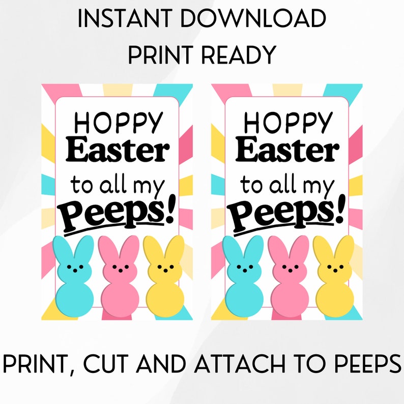 Hoppy Easter to All My Peeps; Peeps Non-editable Printable Gift Tags - Etsy