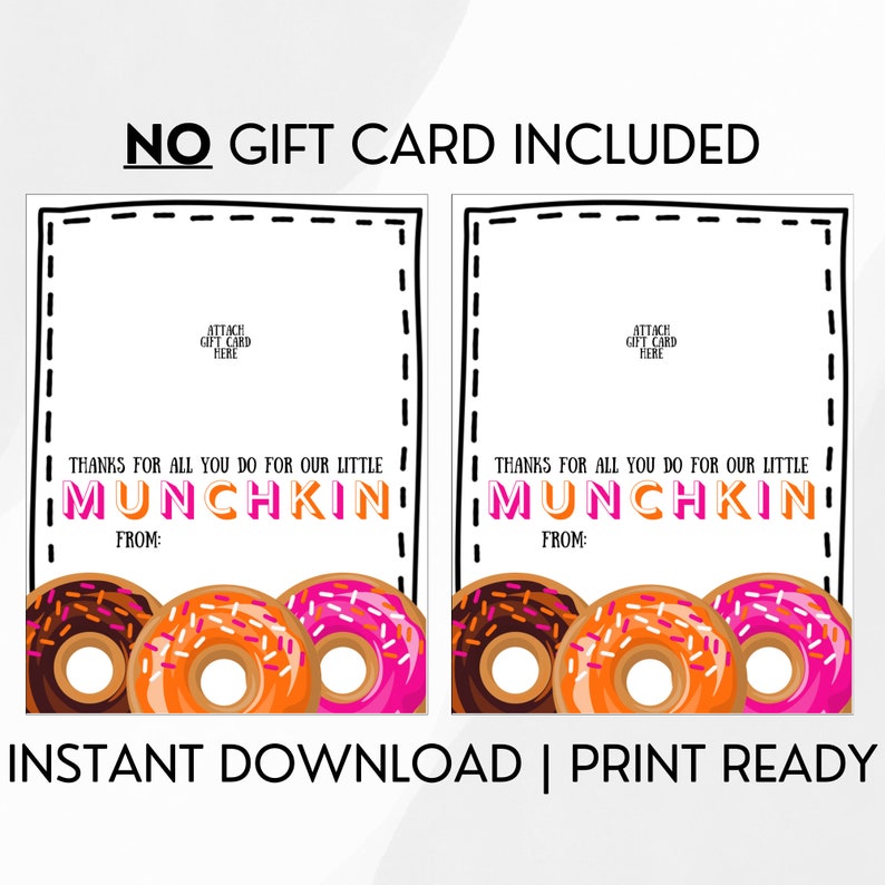 Thanks for All You Do for Our Little Munchkin, Dunkin Gift Card Tag ...