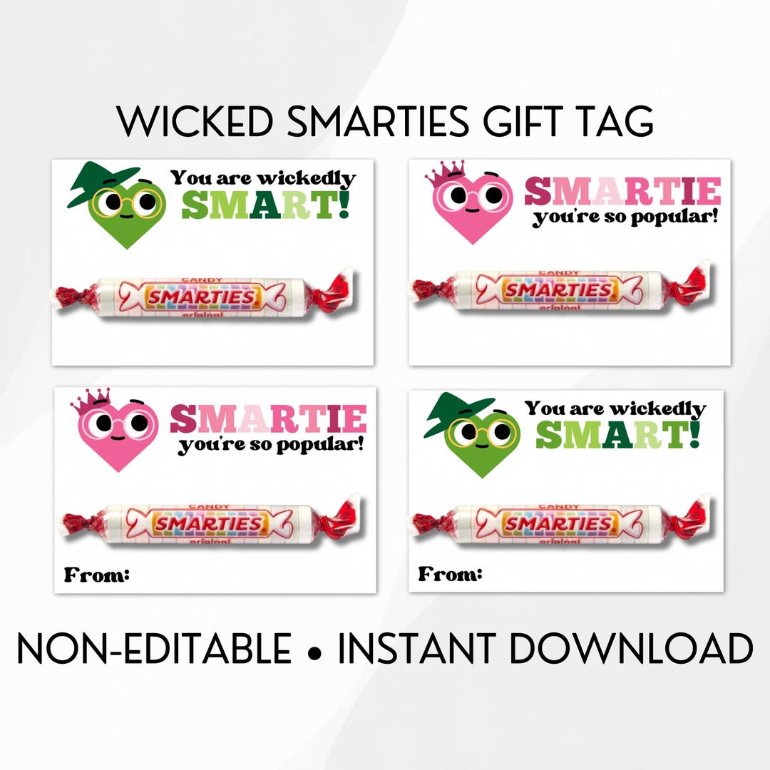 Wicked Inspired Smarties School Gift Tag - Valentine Class Treat ...