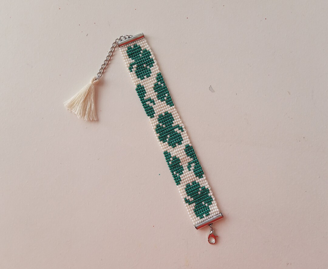 Hand Woven Colorful Bracelet, Clover Pattern Bracelet, Beaded Bracelet ...