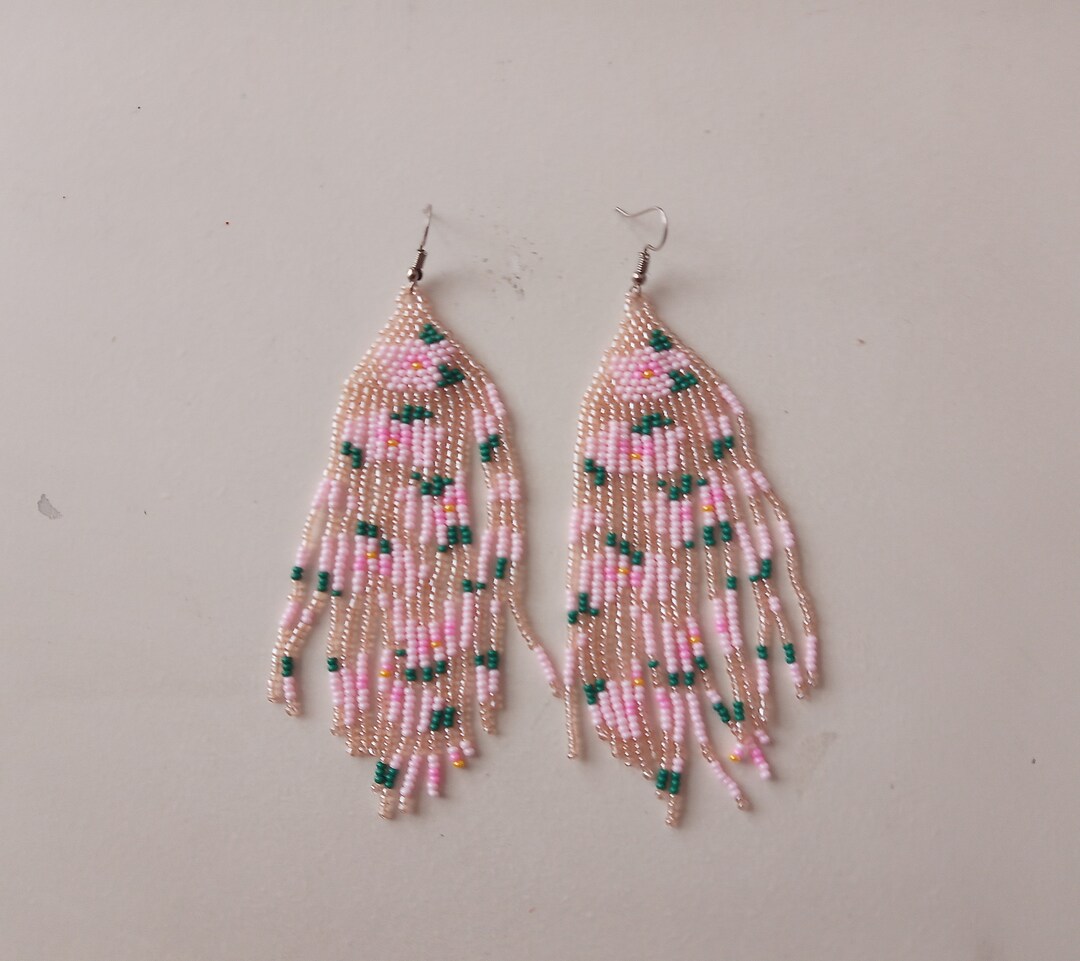 Dangle Bead Earrings, Flower Earrings, Hippie Earrings, Bohemian ...