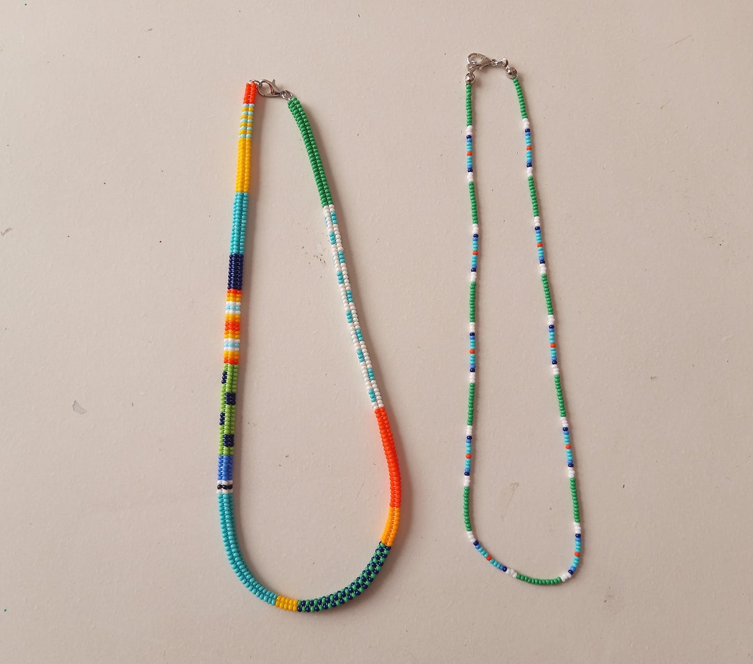 Boho Beaded Choker Set, Hand-woven Sand Beads Necklace - Etsy