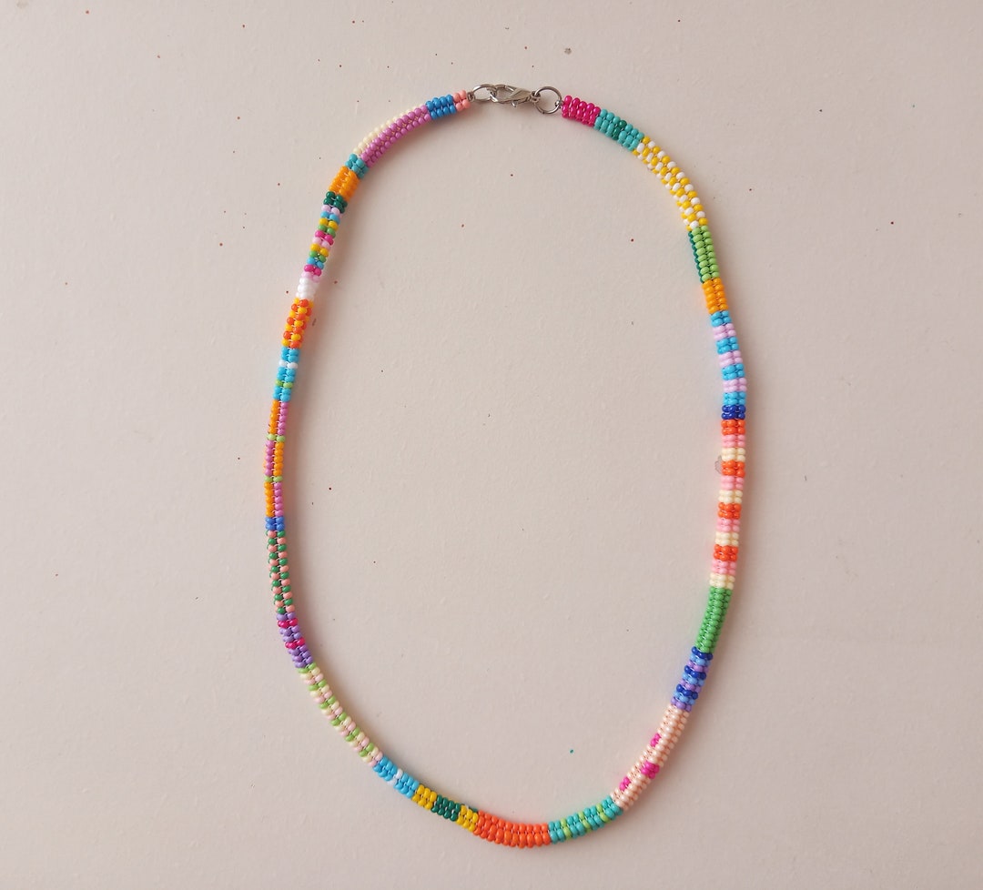 Hand-woven Bead Necklace, Bohemian Necklace, Colorful Necklace, Multi ...