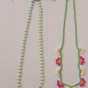 Handmade Boho Beaded Flower Necklace Set, Colorful Daisy Jewelry - Etsy