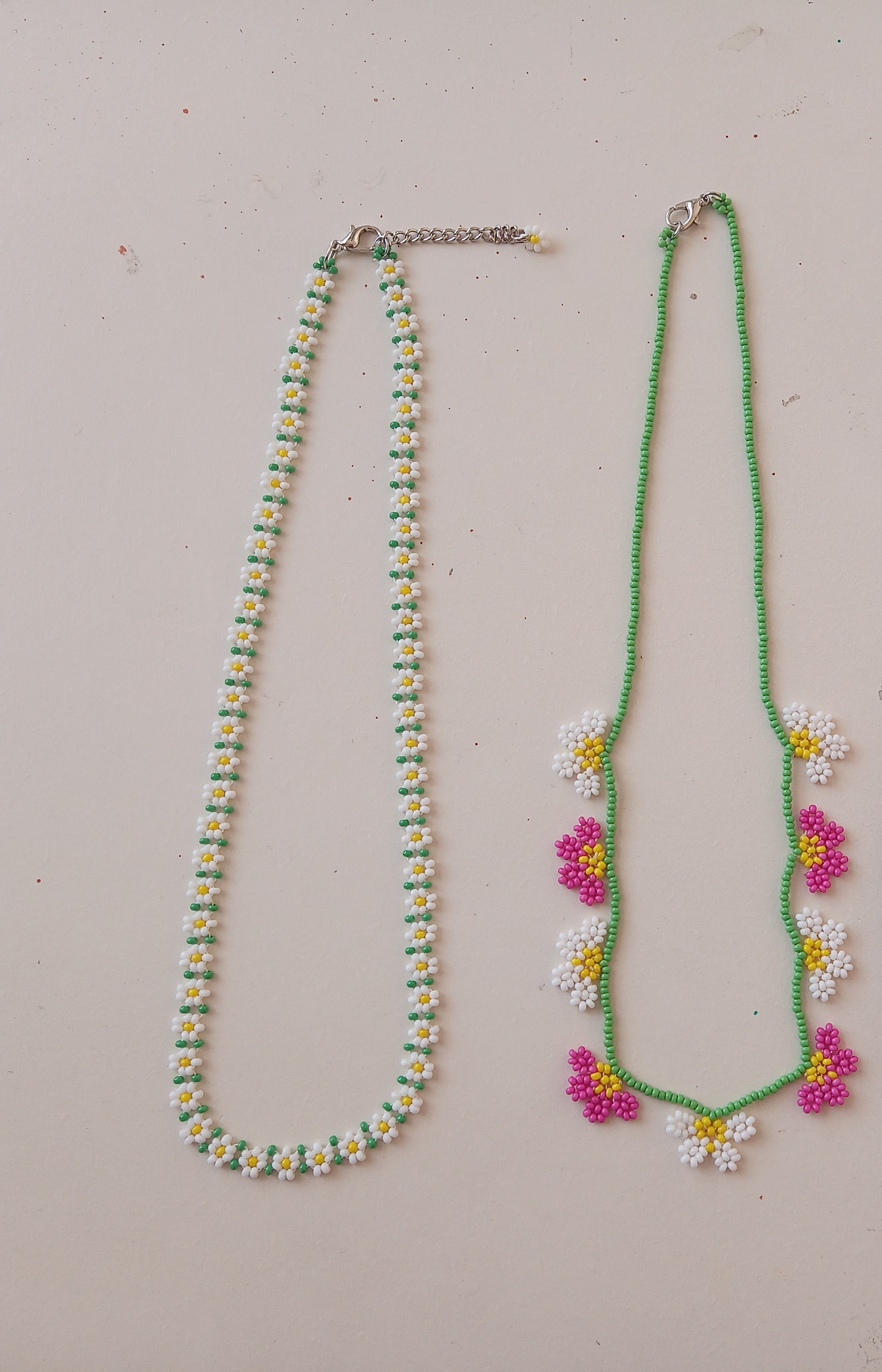 Two Flower Necklace Set, Daisy Necklace, Colorful Flower Necklace ...