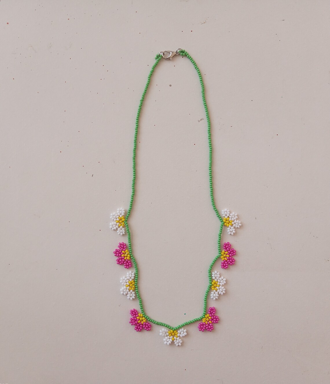 Handmade Boho Beaded Flower Necklace Set, Colorful Daisy Jewelry - Etsy