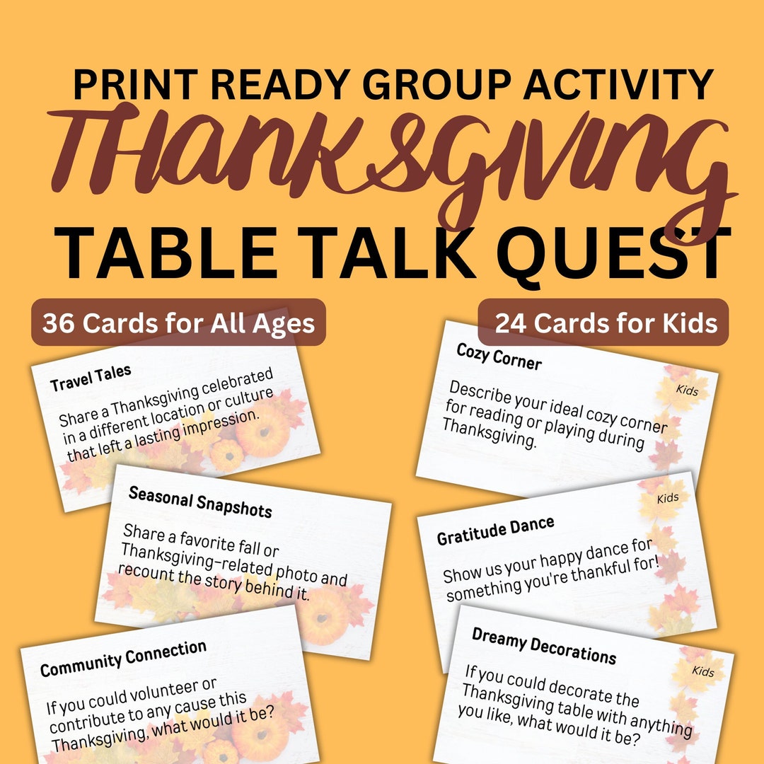 Thanksgiving Table Talk Quest Print at Home A Feast of Stories and ...
