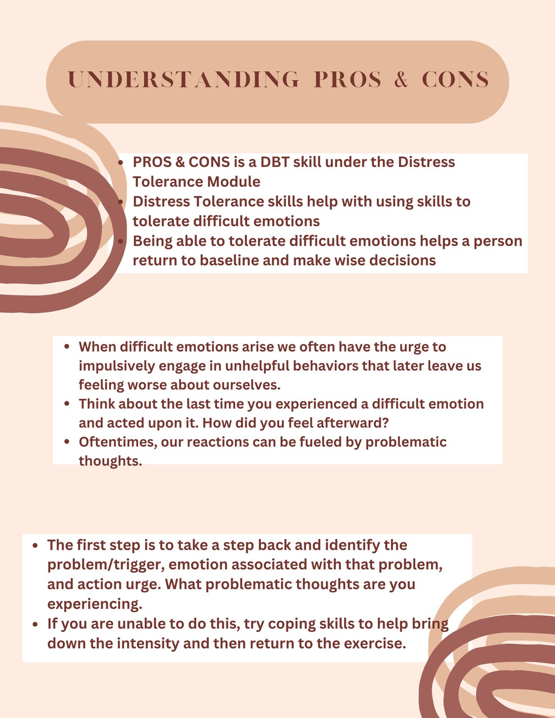 Spanish DBT PROS & CONS Worksheet - Etsy