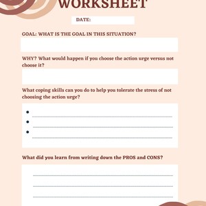 Spanish DBT PROS & CONS Worksheet - Etsy