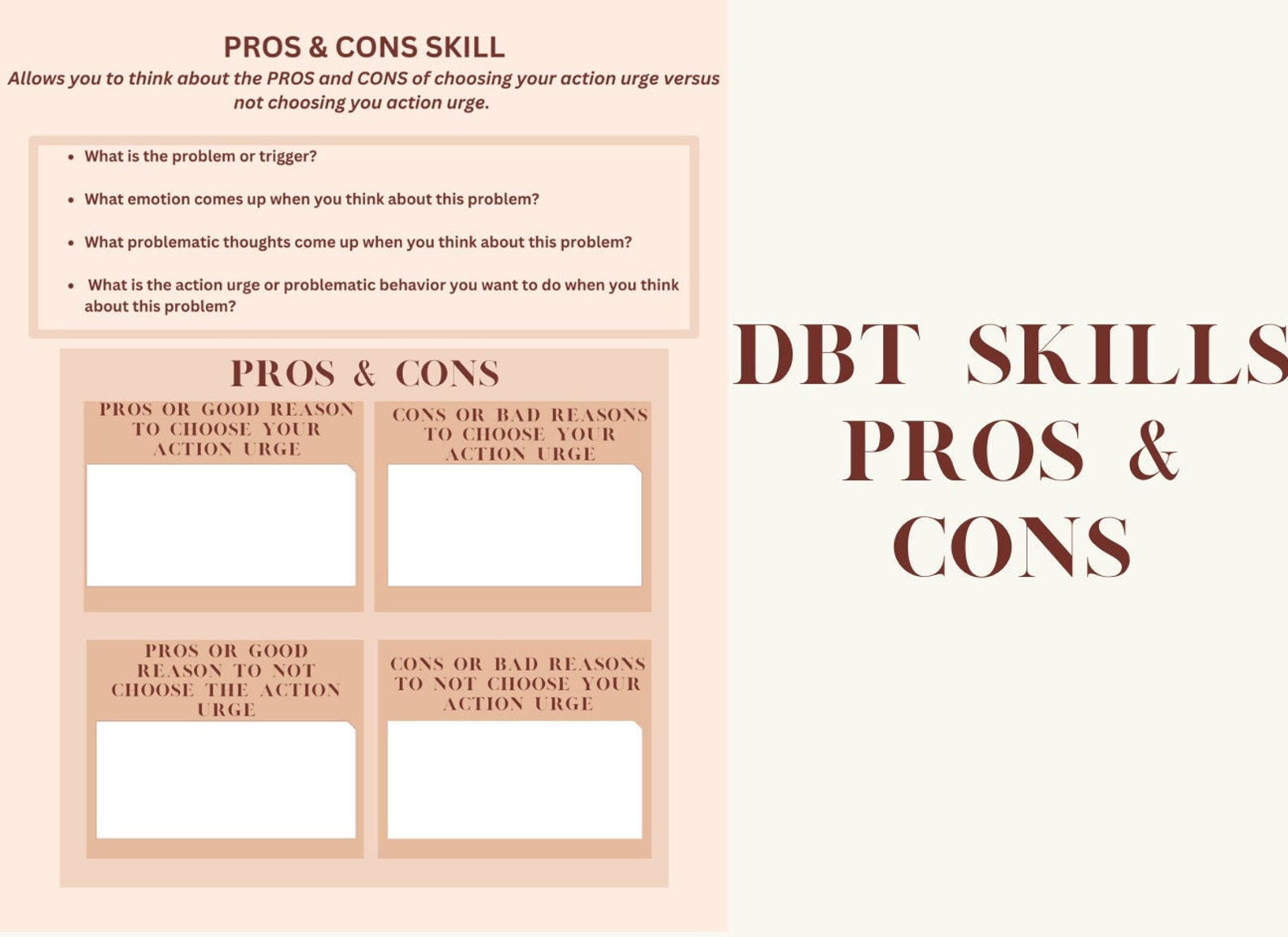 DBT PROS & CONS Worksheet - Etsy