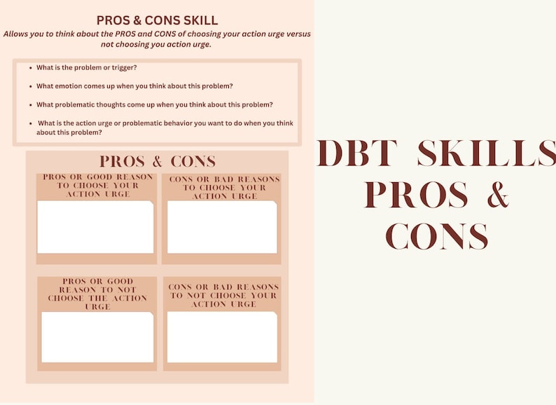 DBT PROS & CONS Worksheet - Etsy