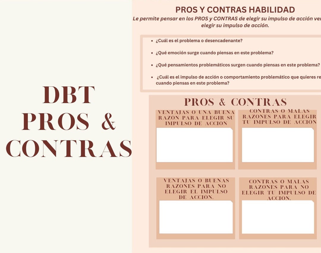 Spanish DBT PROS & CONS Worksheet - Etsy Canada