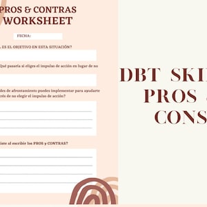 Spanish DBT PROS & CONS Worksheet - Etsy