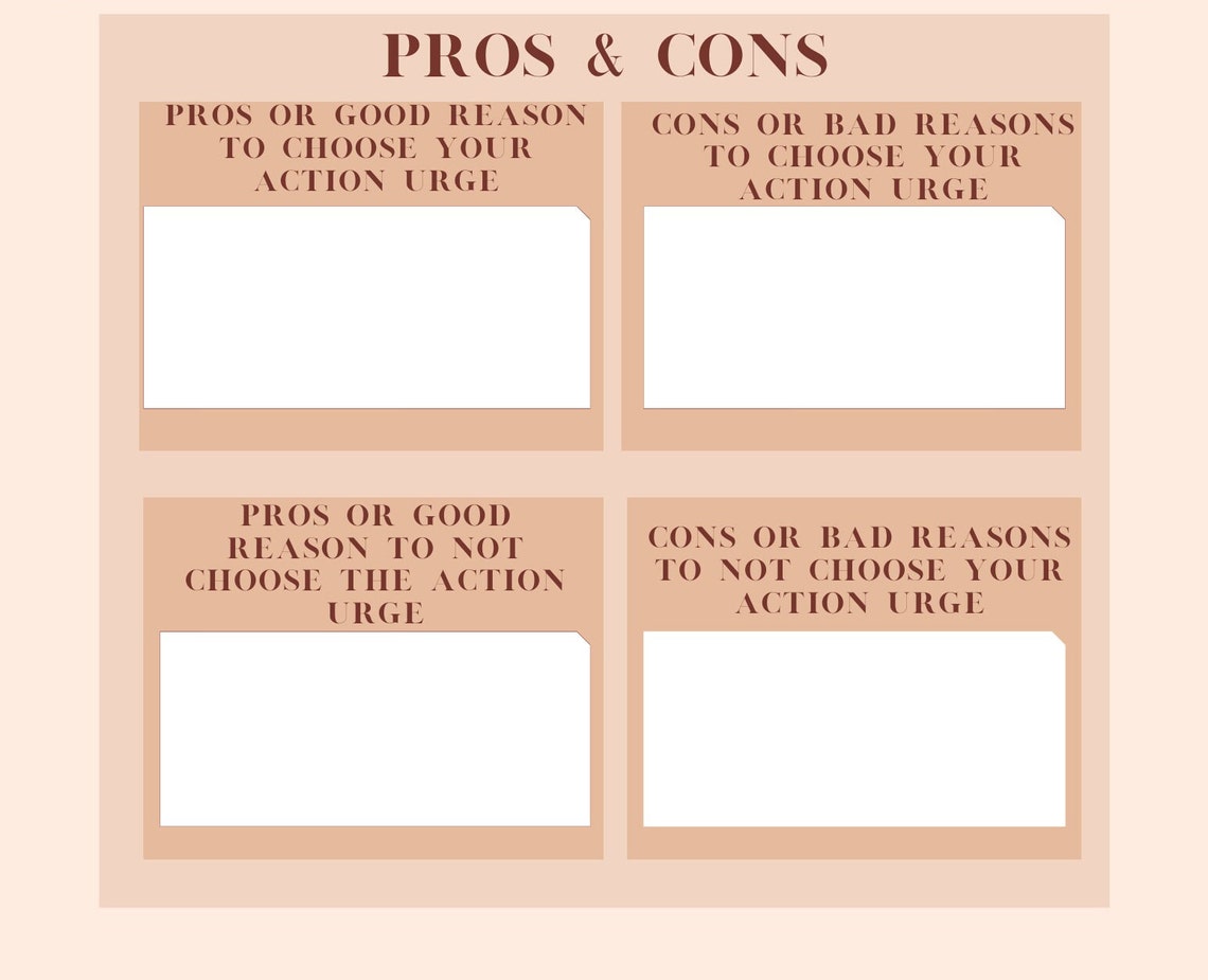 Spanish DBT PROS & CONS Worksheet - Etsy