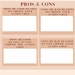 Spanish DBT PROS & CONS Worksheet - Etsy