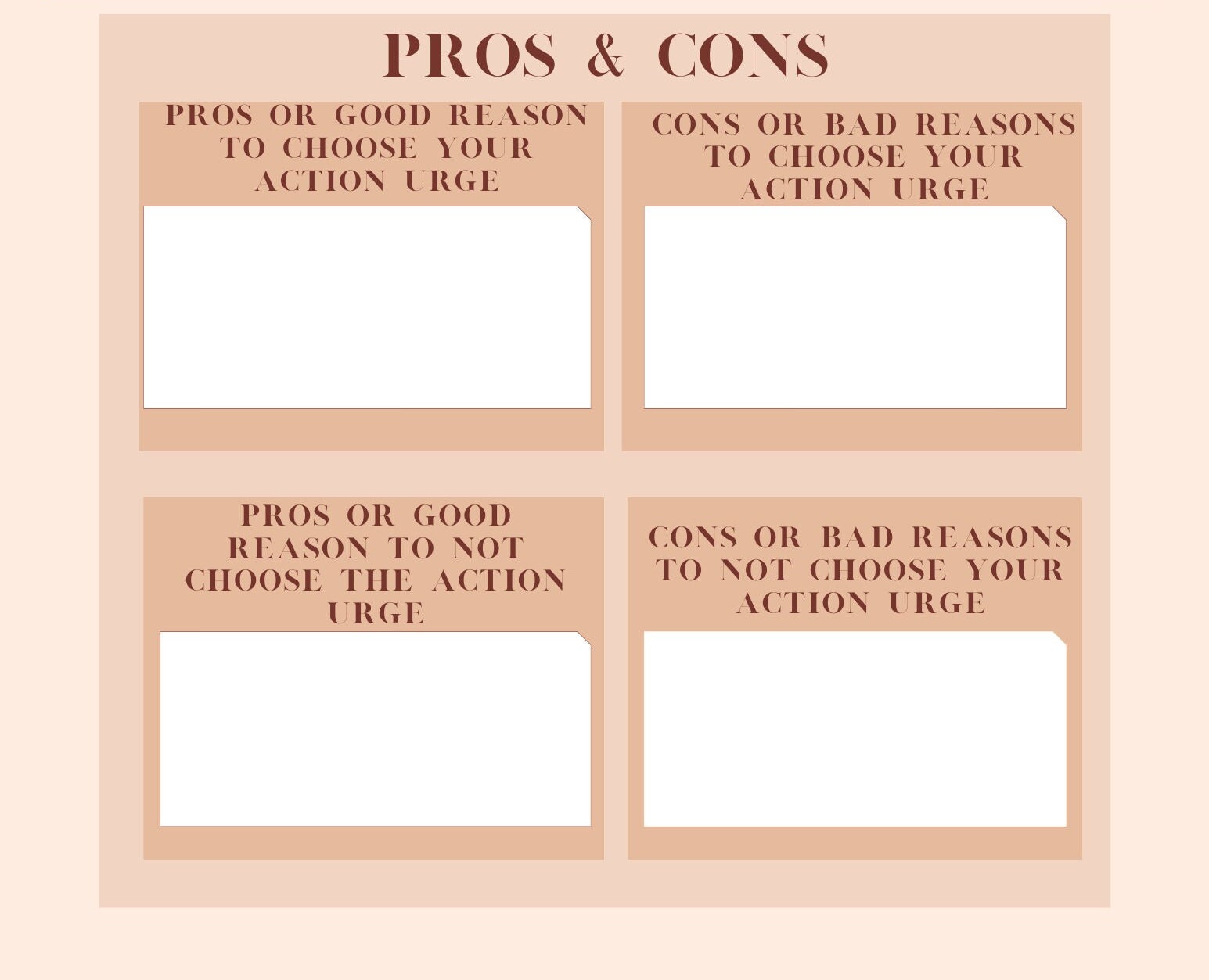 Spanish DBT PROS & CONS Worksheet - Etsy