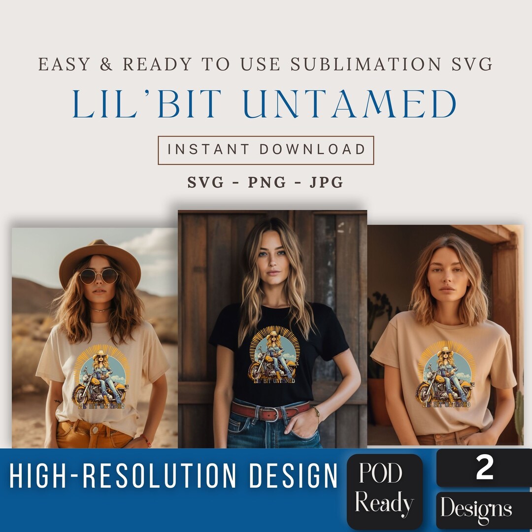 Retro Lil'bit Untamed Girl Rider SVG, Wild West County Girl Biker ...