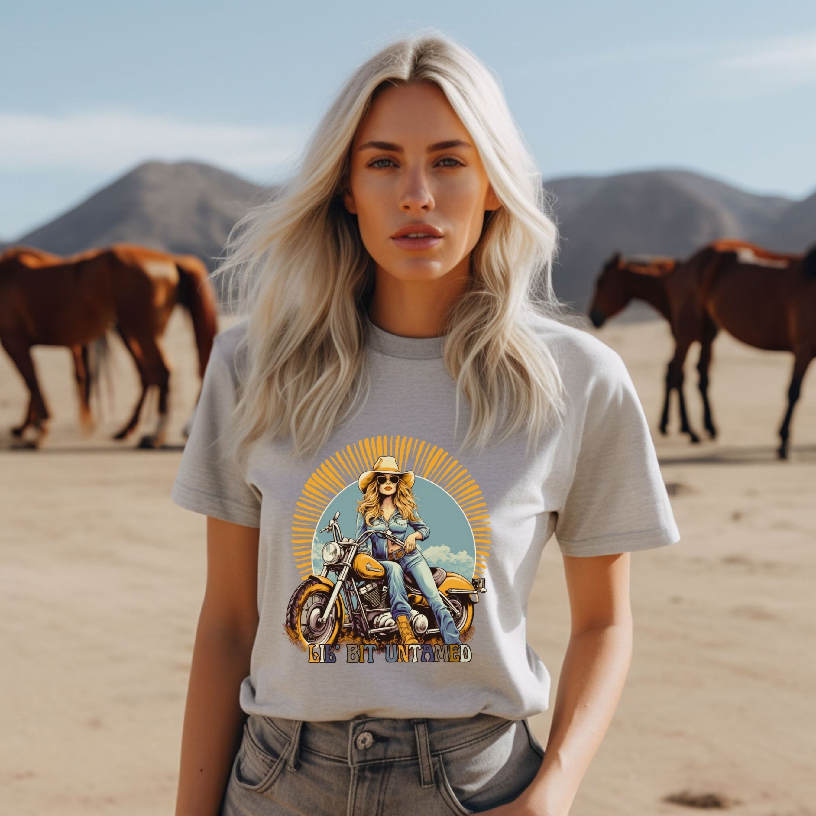 Retro Lil'bit Untamed Girl Rider SVG, Wild West County Girl Biker ...