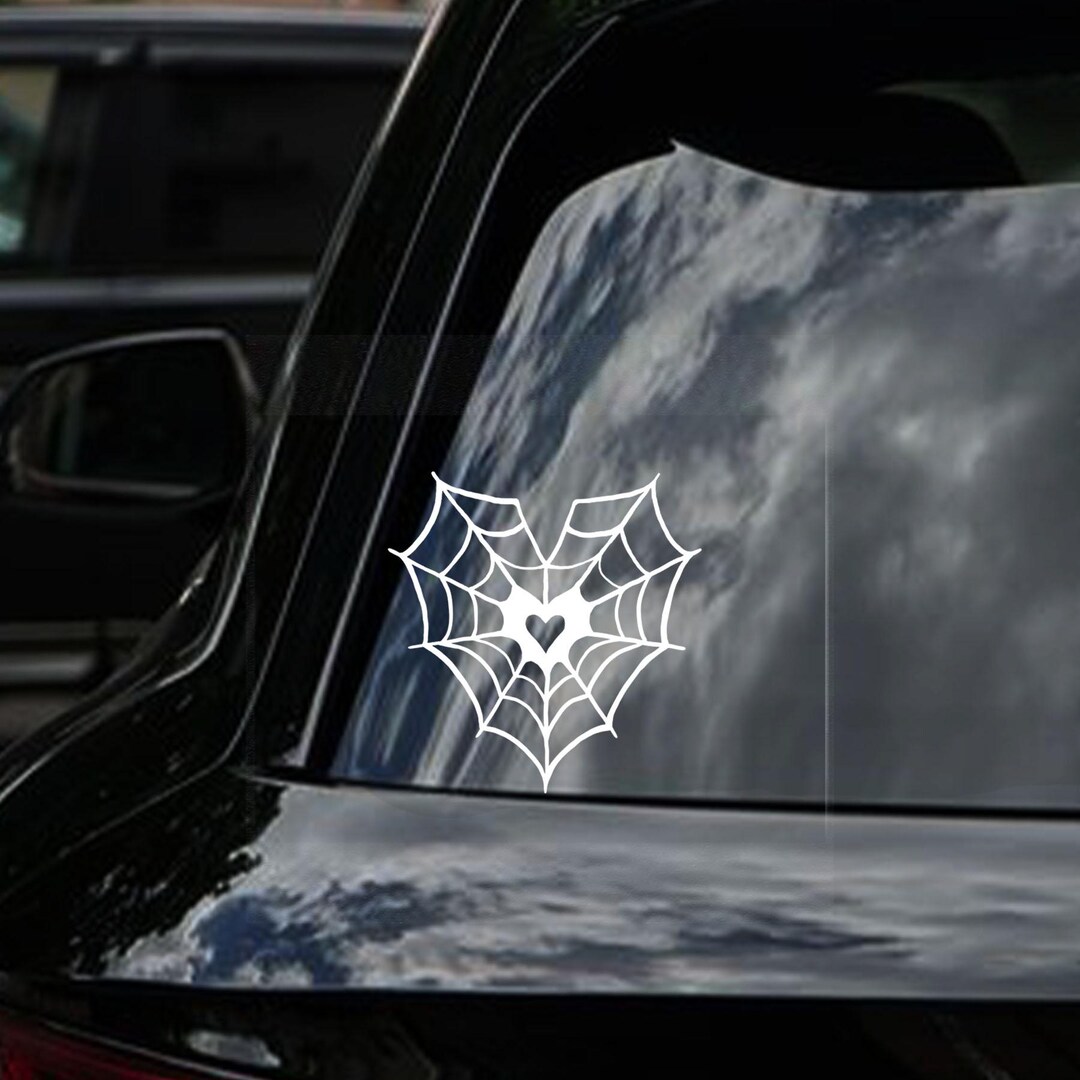 Heart Spiderweb Sticker Car Decal Goth Car Decal Heart Spiderweb Car ...